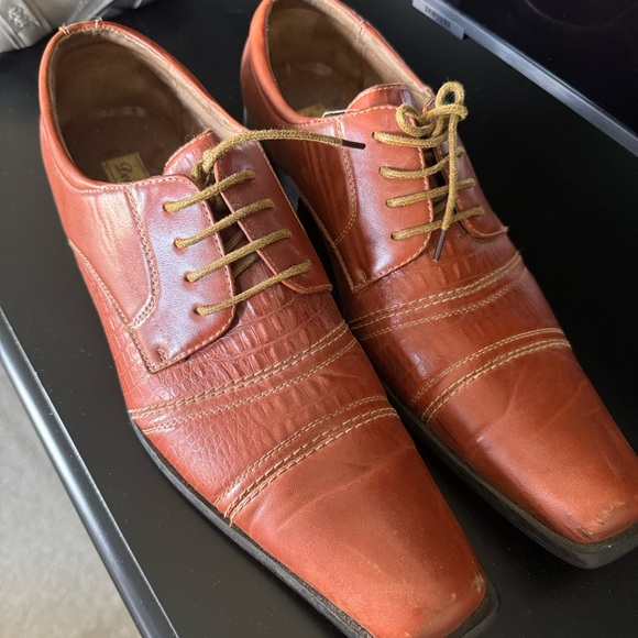 delli aldo | Shoes | Delli Aldo Mens Brown Leather Distressed Dress ...